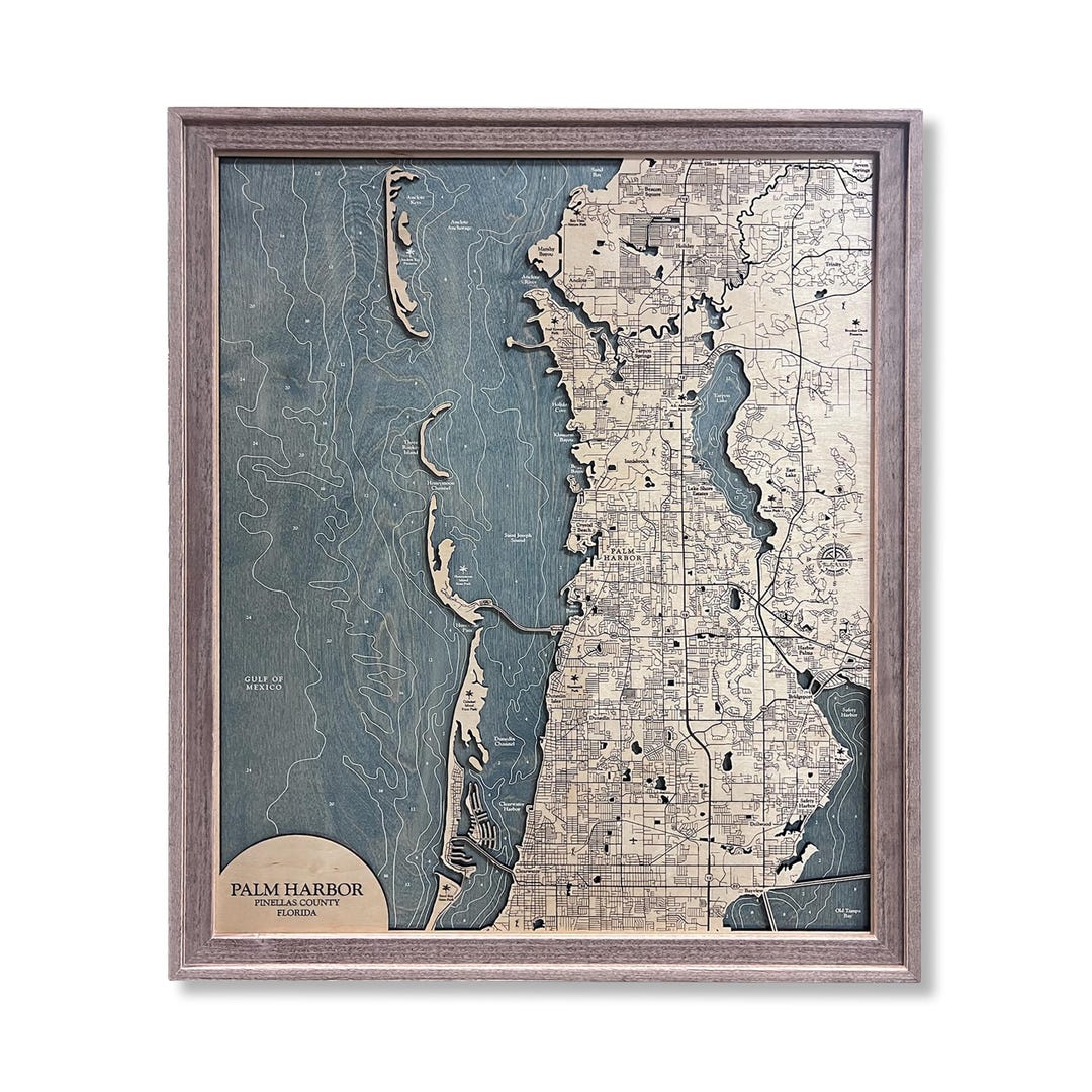 Palm Harbor Map, Clearwater Map, Florida Map, Custom Wood Map, Custom ...