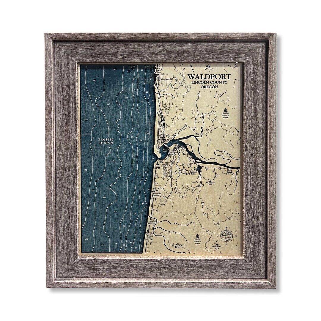 Waldport Oregon Map, Oregon Map, Custom Wood Map, 3D Wood Map, Custom ...