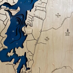 Highland Lake, Custom Wood Map, 3D Wall Art, Contour Map Lake House ...