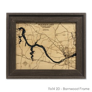 Pickwick Lake, Custom Wood Map, Lake Map, 3D Wall Art, Contour Map ...