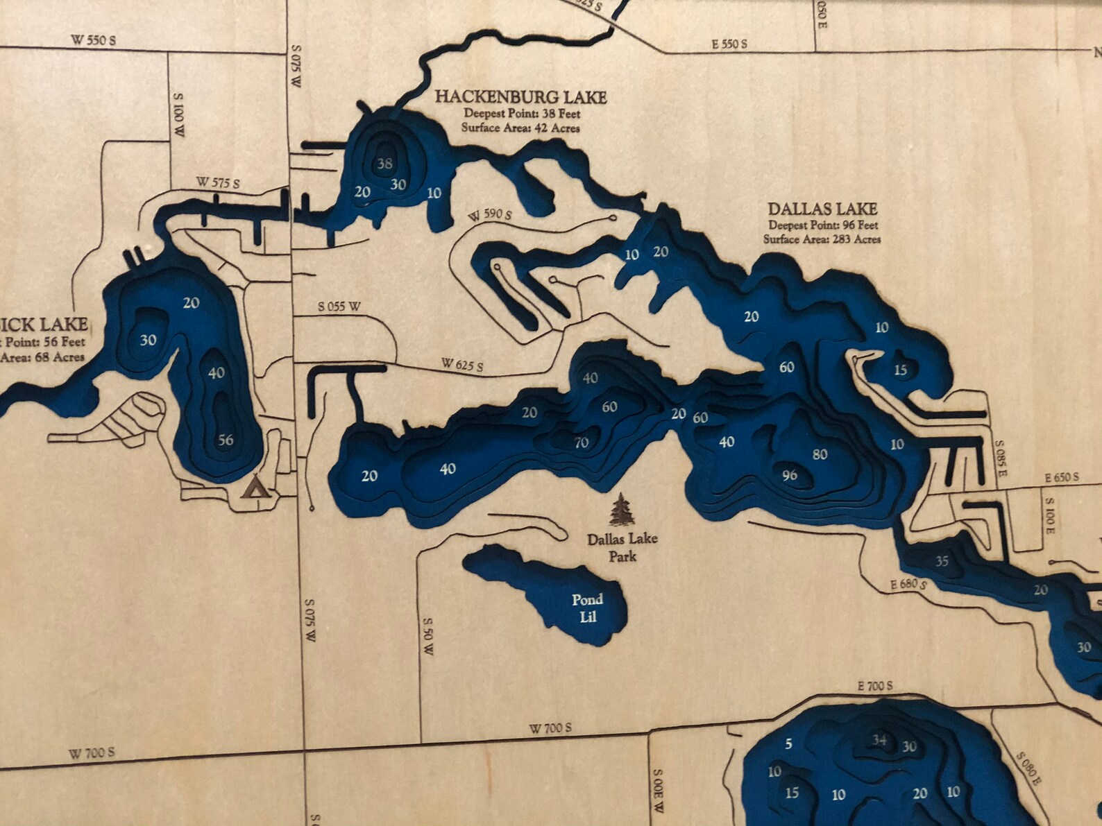 Indian Chain of Lakes Map Dallas Lake Map Custom Wood Map - Etsy