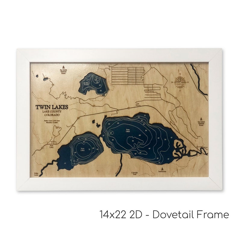 Twin Lakes Colorado Map Custom Wood Map 3D Wall Art Contour - Etsy