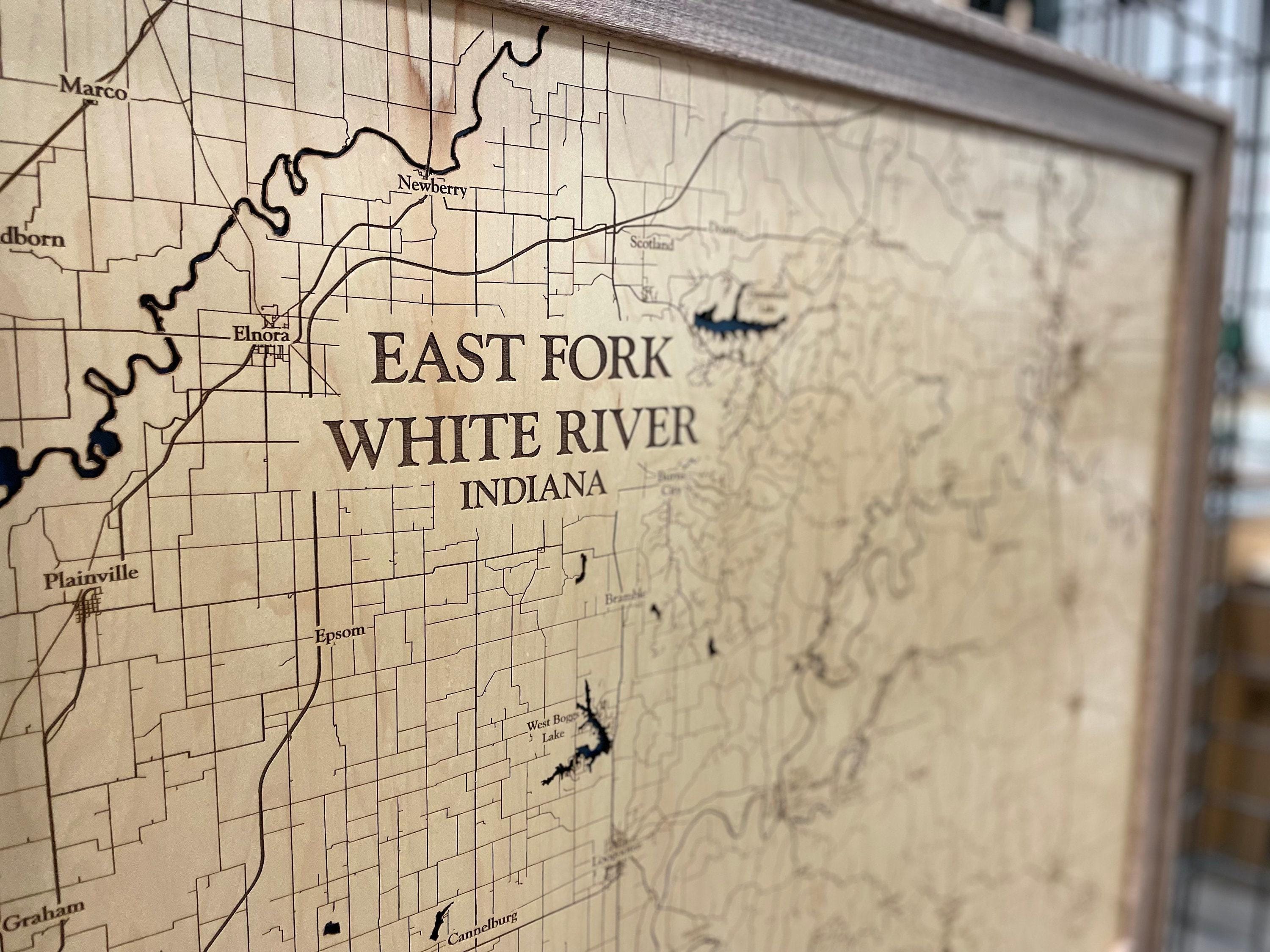 White River Map, East Fork White River, Wood Lake Map, Wood Lake Sign ...