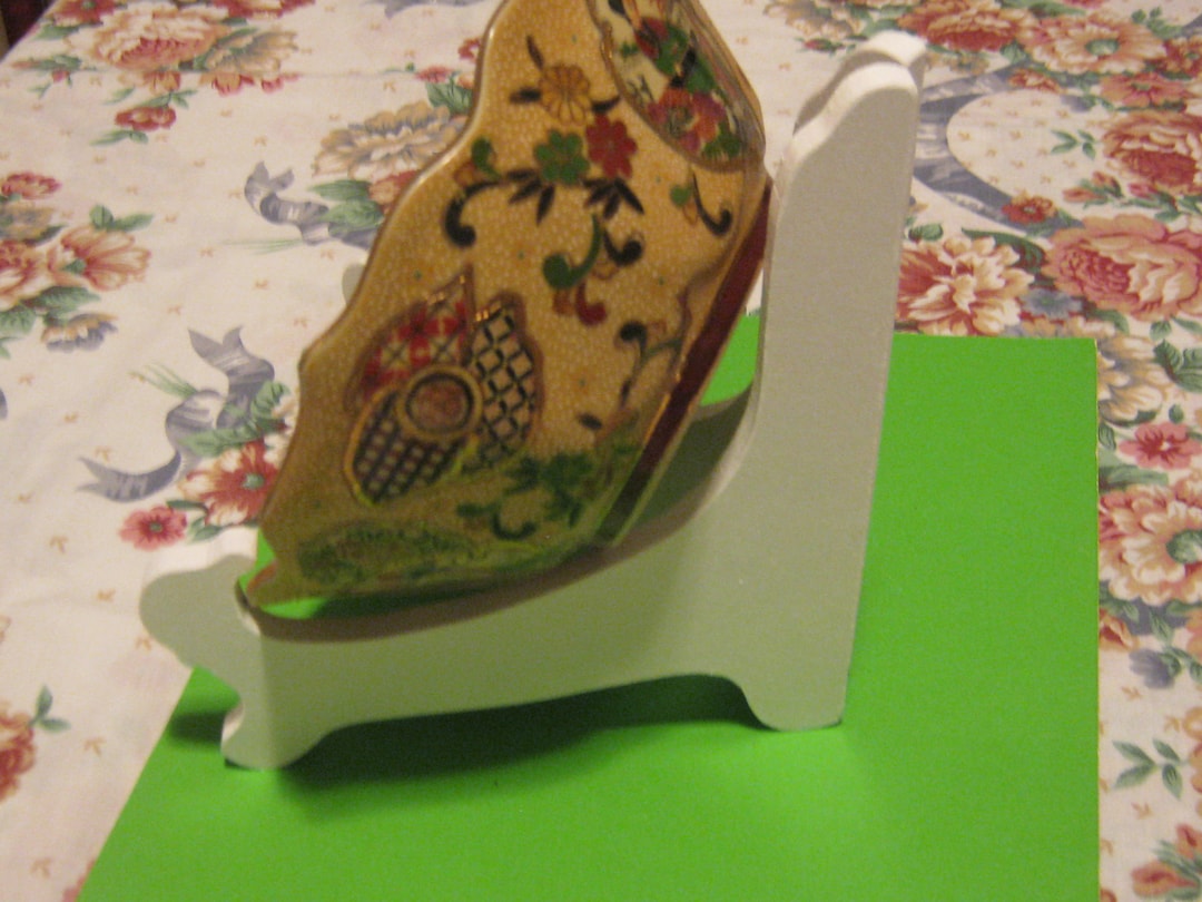 Deep Bowl Wooden Display Holder Stand Easel WHITE Display Large Deep ...