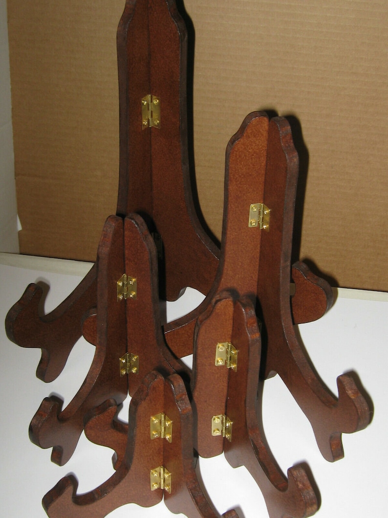 Handmade Walnut Plate Display Stand: MDF Easel With Brass Hinges - Etsy