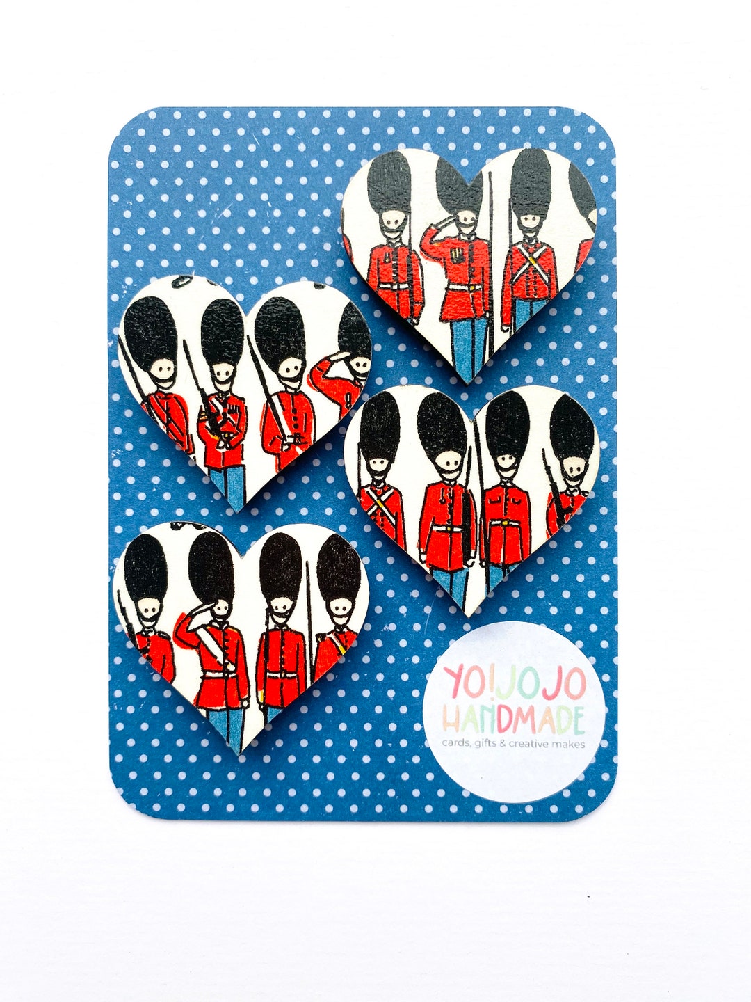 Set of 4 Handmade/decoupaged Wooden Heart Fridge Magnets Using Cath ...