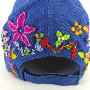 Hand Embroidered Floral Design Boho Style Baseball Hat/cap. One Size ...