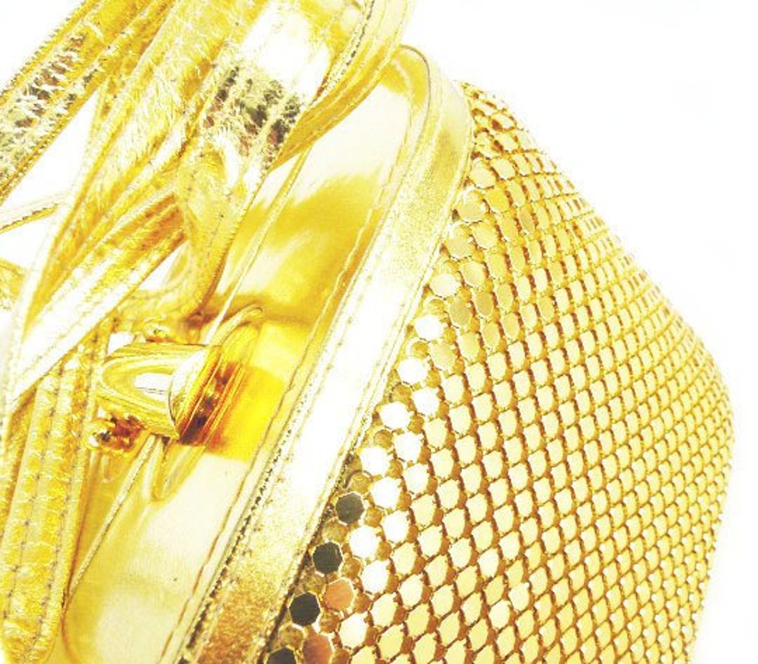 Party Gold Metal Mesh & Gold Lame Box Purse. Heavy Feel, Beautiful ...