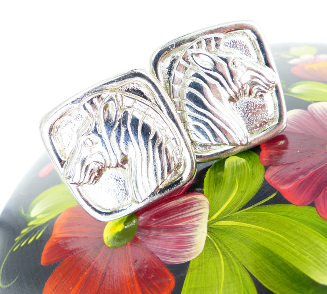French Cuff Statement Cufflinks for Women. Bold Silver Square Cufflinks ...