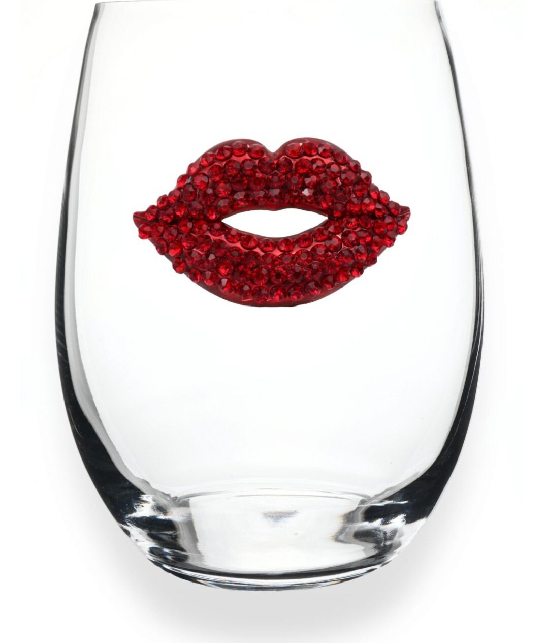 Red Lips Valentine's Day Bejeweled Stemless Drinking Glassware - Etsy
