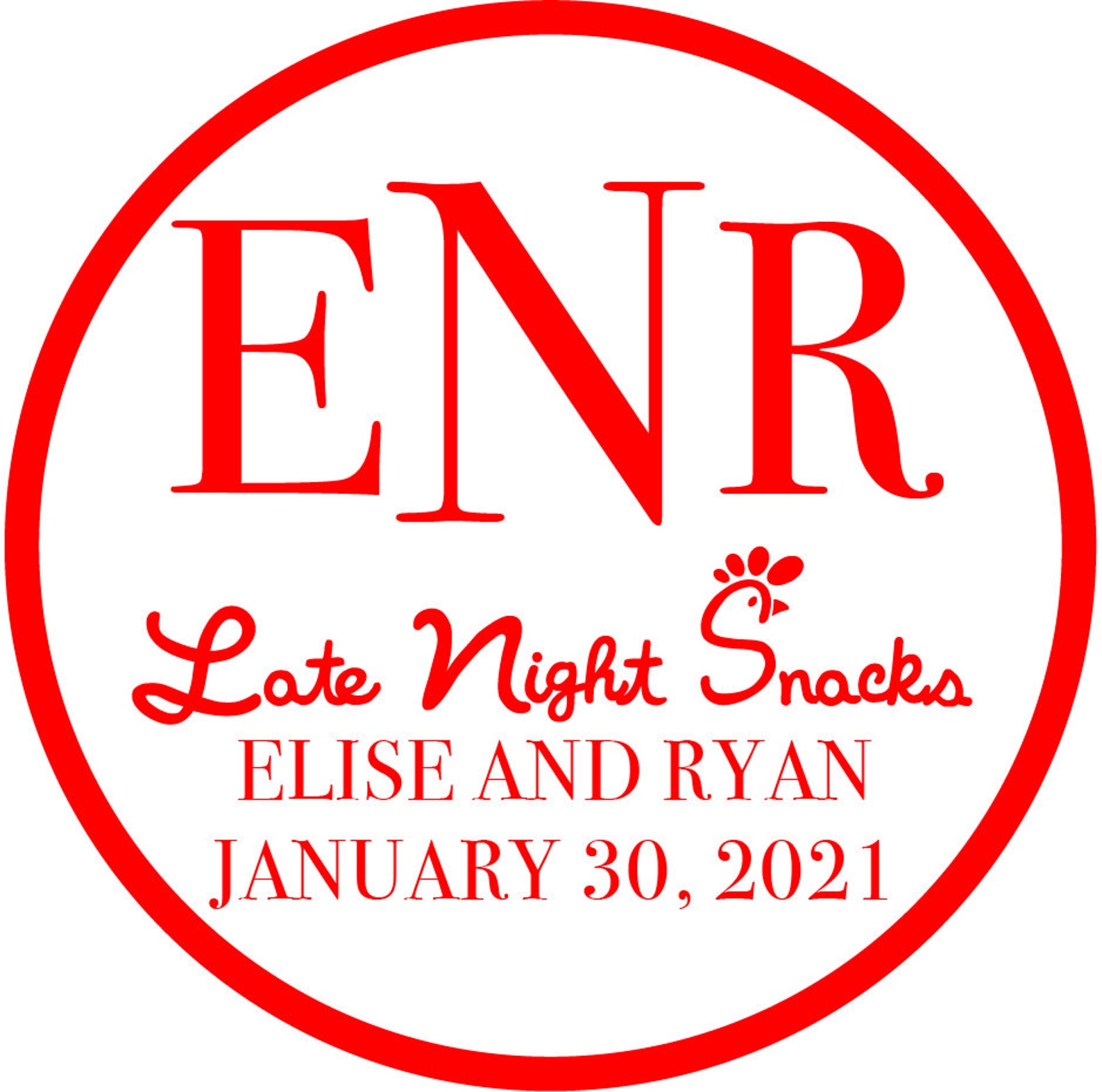 Chick-fil-a Late Night Snack Stickers set of 50 Wedding - Etsy