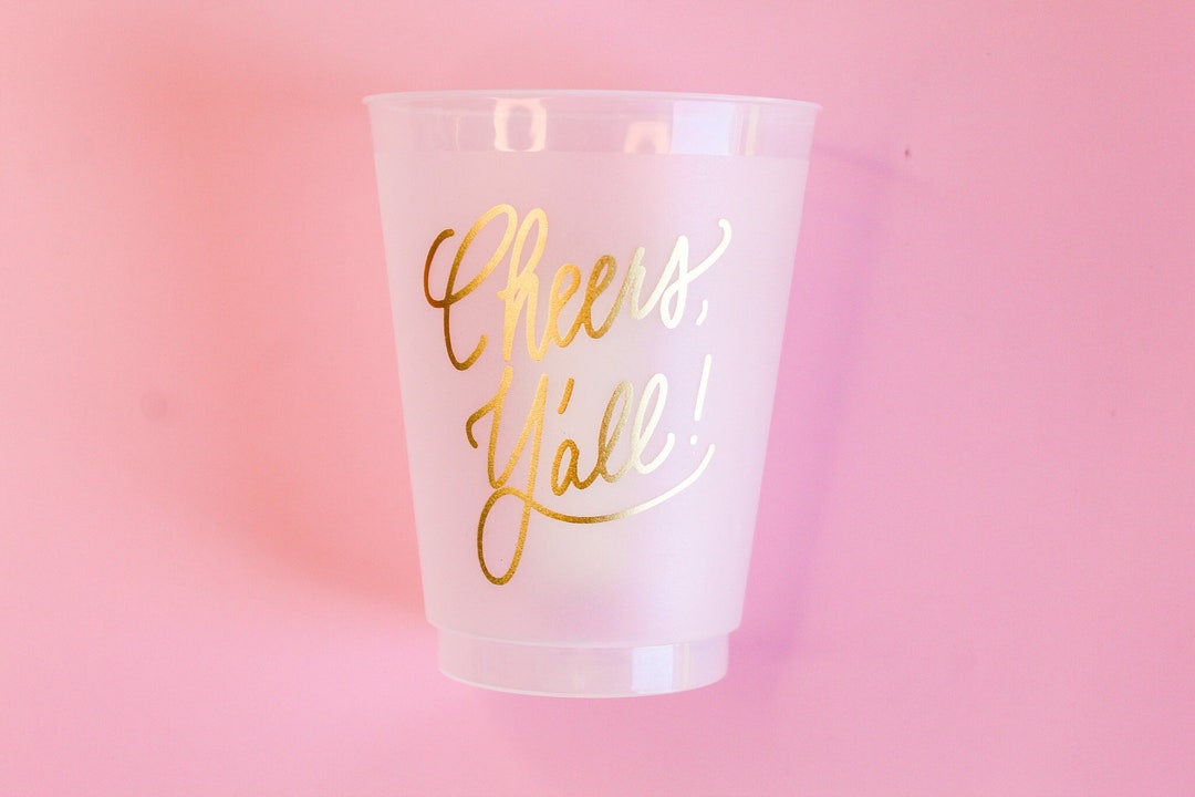 Cheers Y'all Metallic Gold Party Cup Set of 8 16oz - Etsy