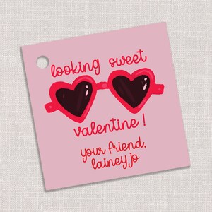 Looking Sweet Valentine's Party Gift Tags | Cute Pink Heart Sunglasses ...