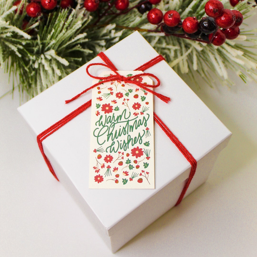 Warm Christmas Wishes Set of 8 Holiday Christmas Gift Tags With Red ...