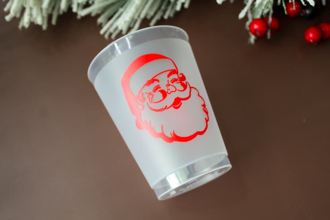 Vintage Santa Christmas Party Cup | Eight 16oz Frosted Shatterproof Cup ...