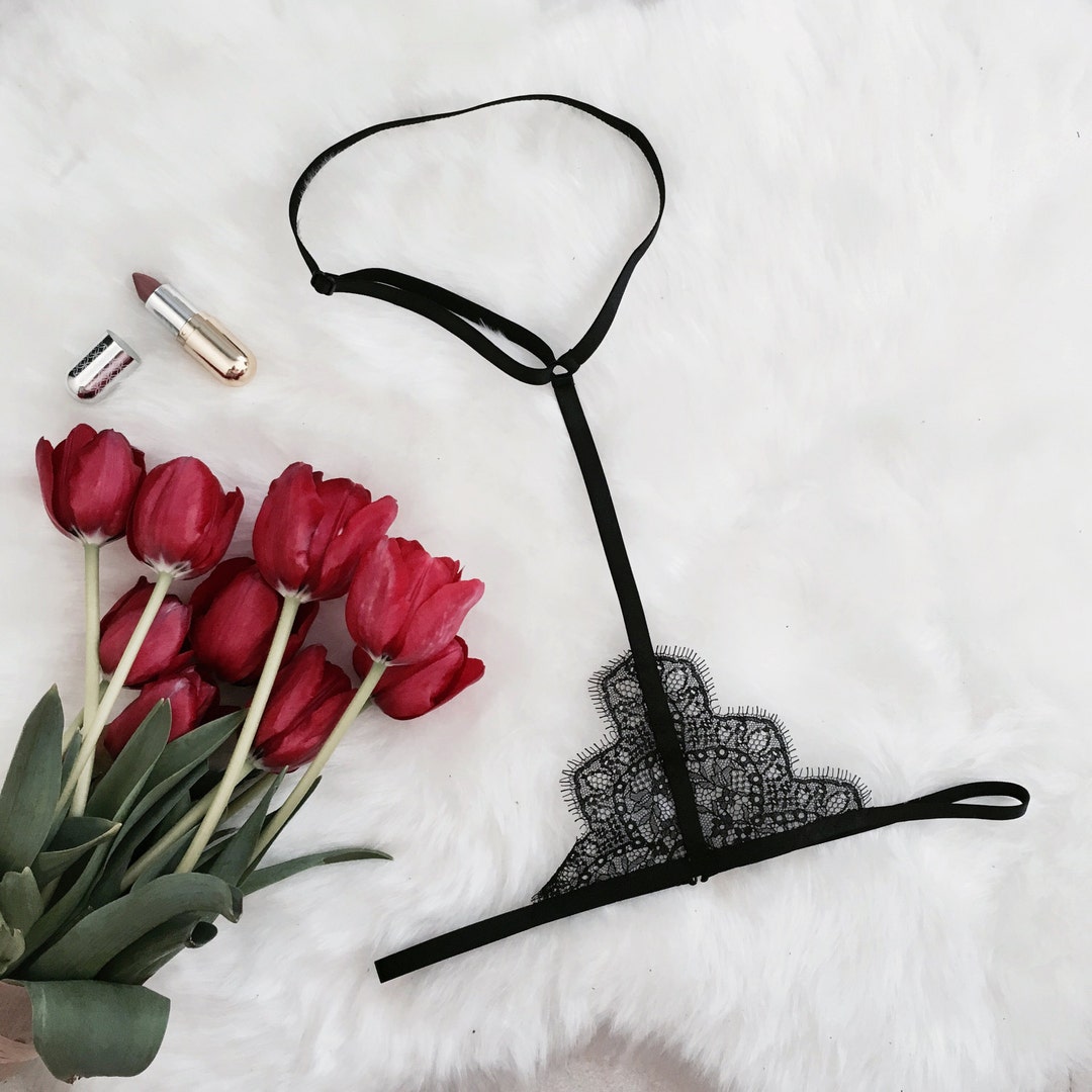 Black Lace Body Strap Harness Handmade Lingerie - Etsy