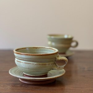 Handmade Ceramic Cappuccino Cup and Cookie Plate: Pale Turquoise ...