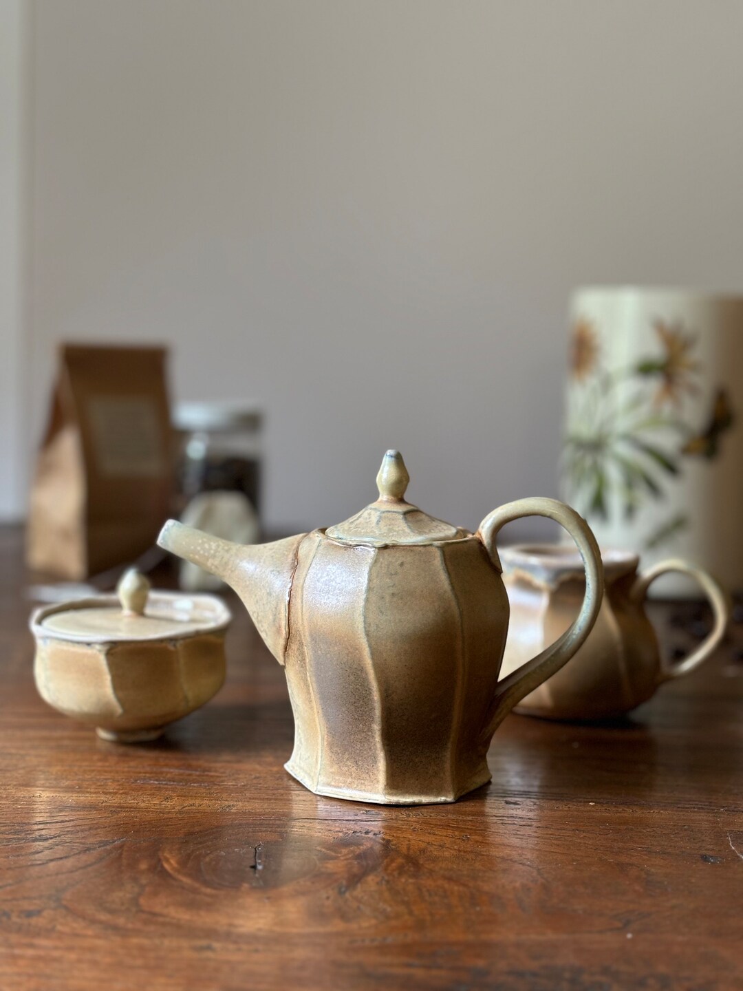 Handmade Tea Set for One or Two; Wheel Thrown and Altered Small Ceramic ...