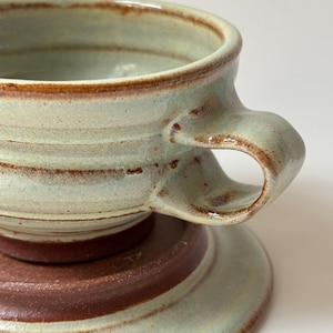 Handmade Ceramic Cappuccino Cup and Cookie Plate: Pale Turquoise ...