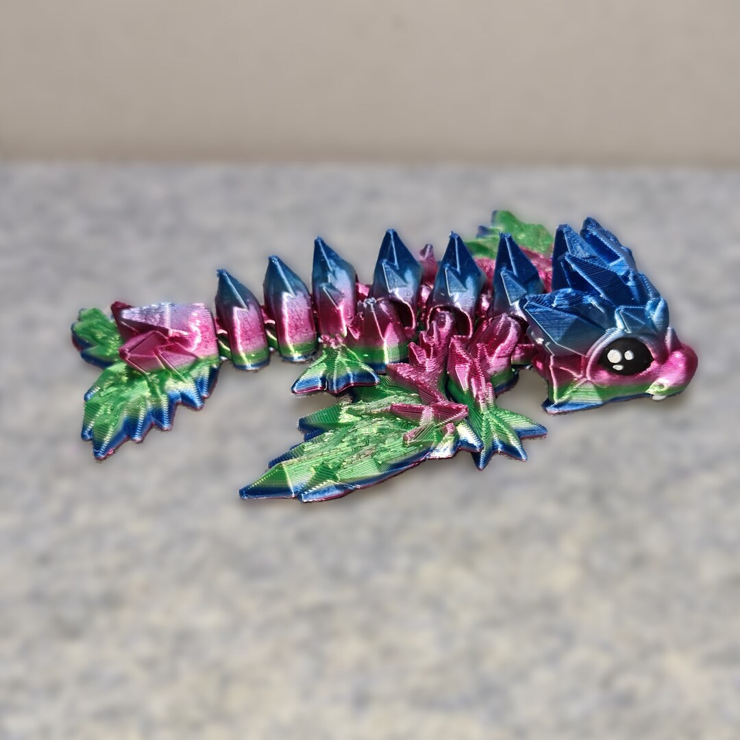 3d Printed Rainbow Silk PLA Tiny Crystal Wyvern Dragon Cinderwing - Etsy