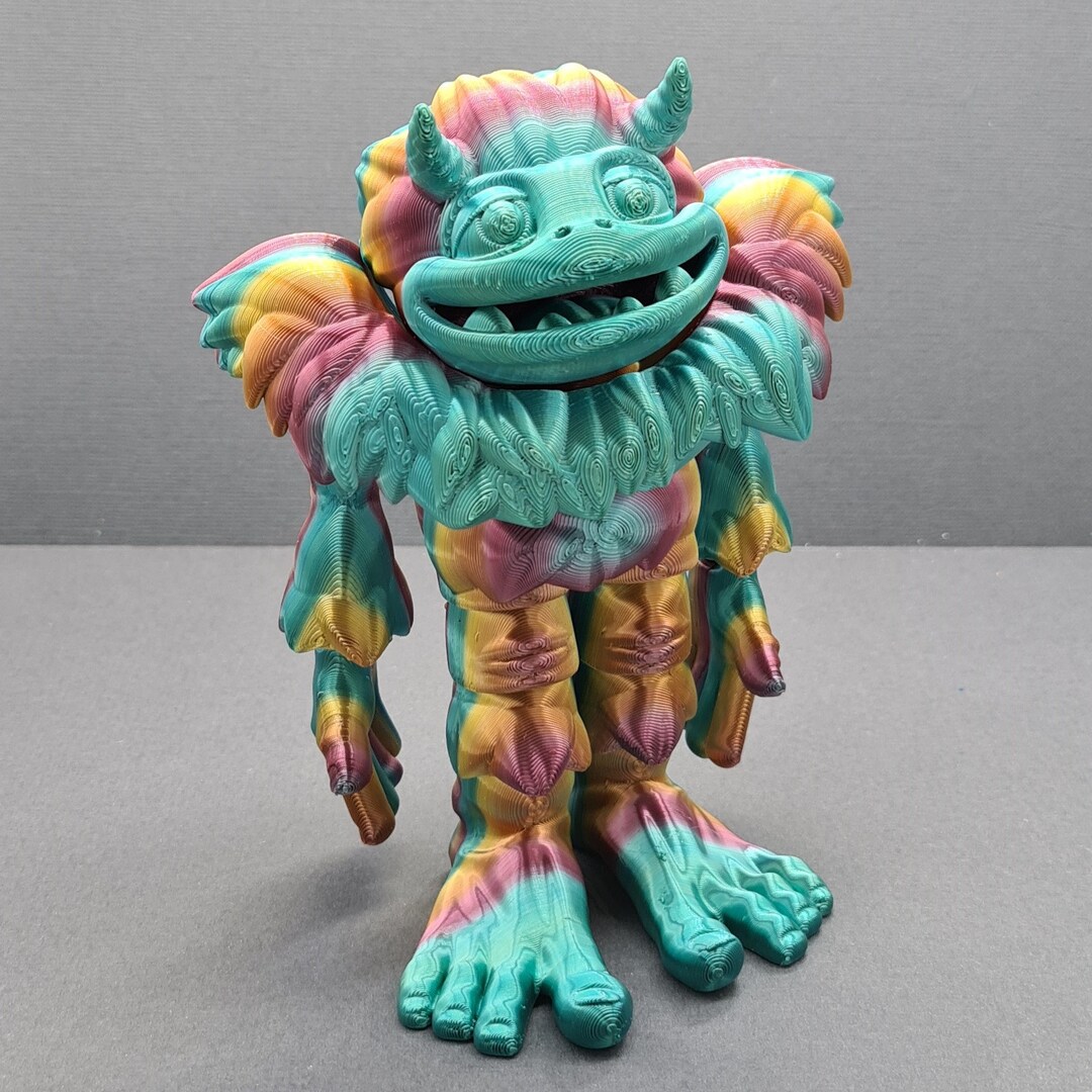 3d Printed Flexi Factory Articulated Yeti Rainbow Blue Pink - Etsy