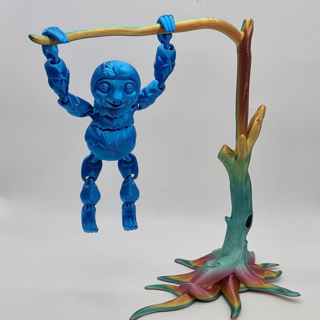 3d Printed Flexi Factory Articulated Hanging Sloth With Tree - Etsy