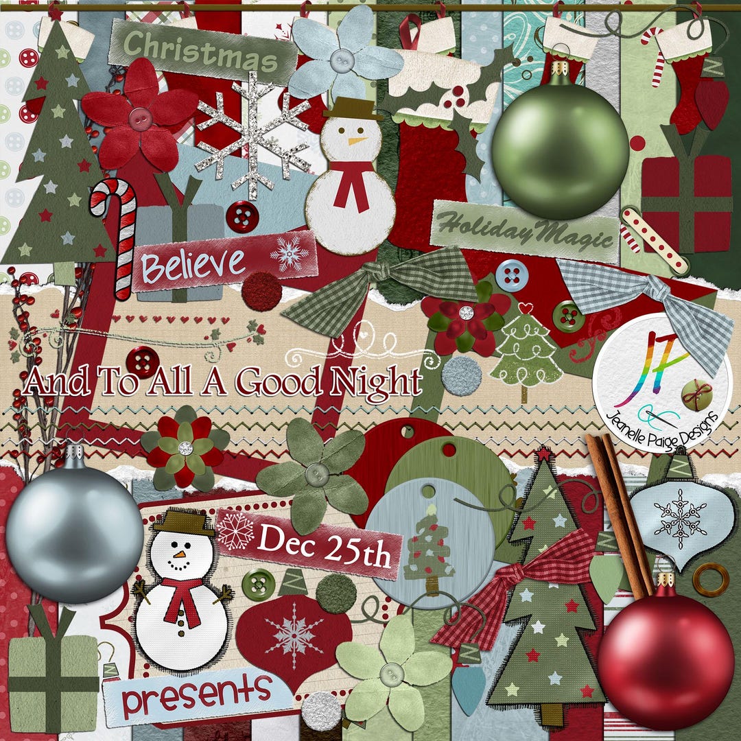 Christmas Digital Scrapbooking Kit, Rustic Christmas Digital Scrapbook ...