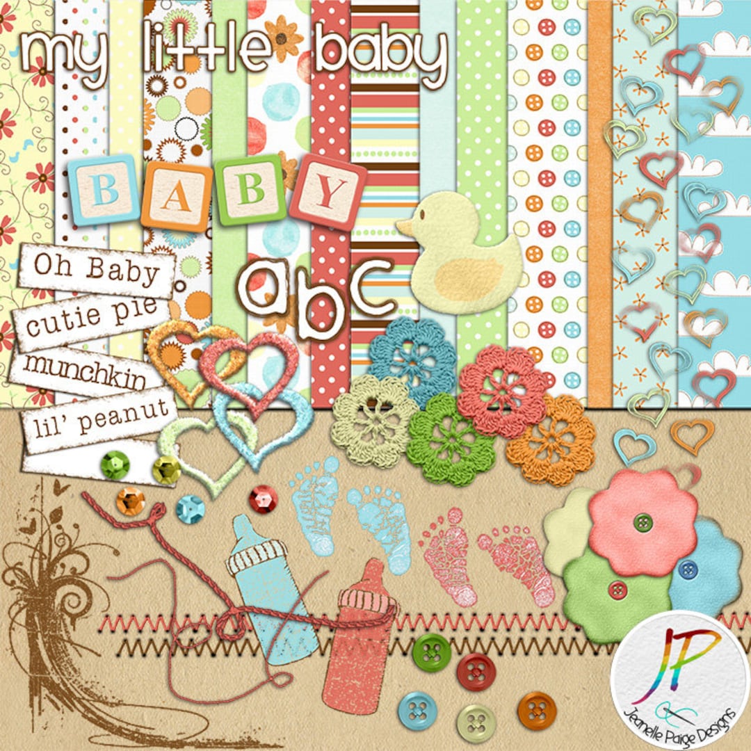 Baby Scrapbook Kit, Digital Scrapbook Kit, Digital Scrapbooking ...