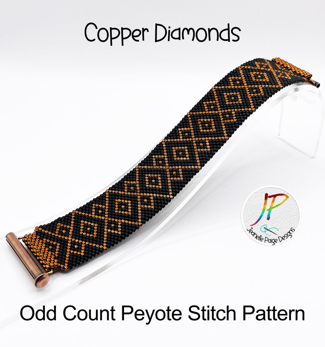 Peyote Stitch Pattern, Beaded Bracelet Pattern, Copper Diamonds ...