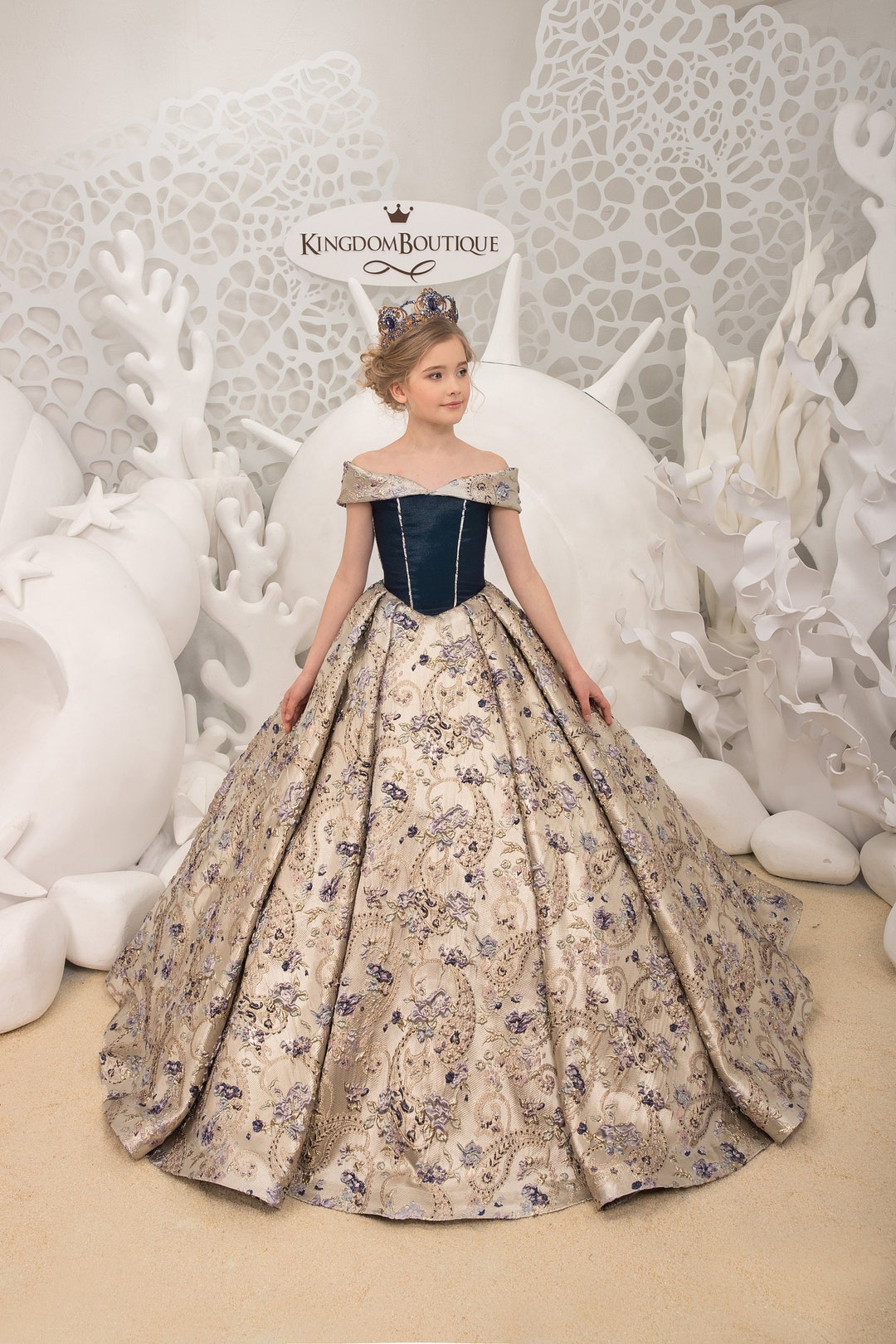 Brocade Flower Girl Dress - Birthday Wedding Party Holiday Bridesmaid ...