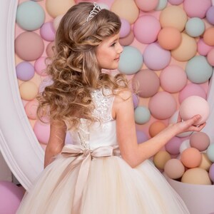 Ivory and Beige Flower Girl Dress - Birthday Wedding Party Holiday ...