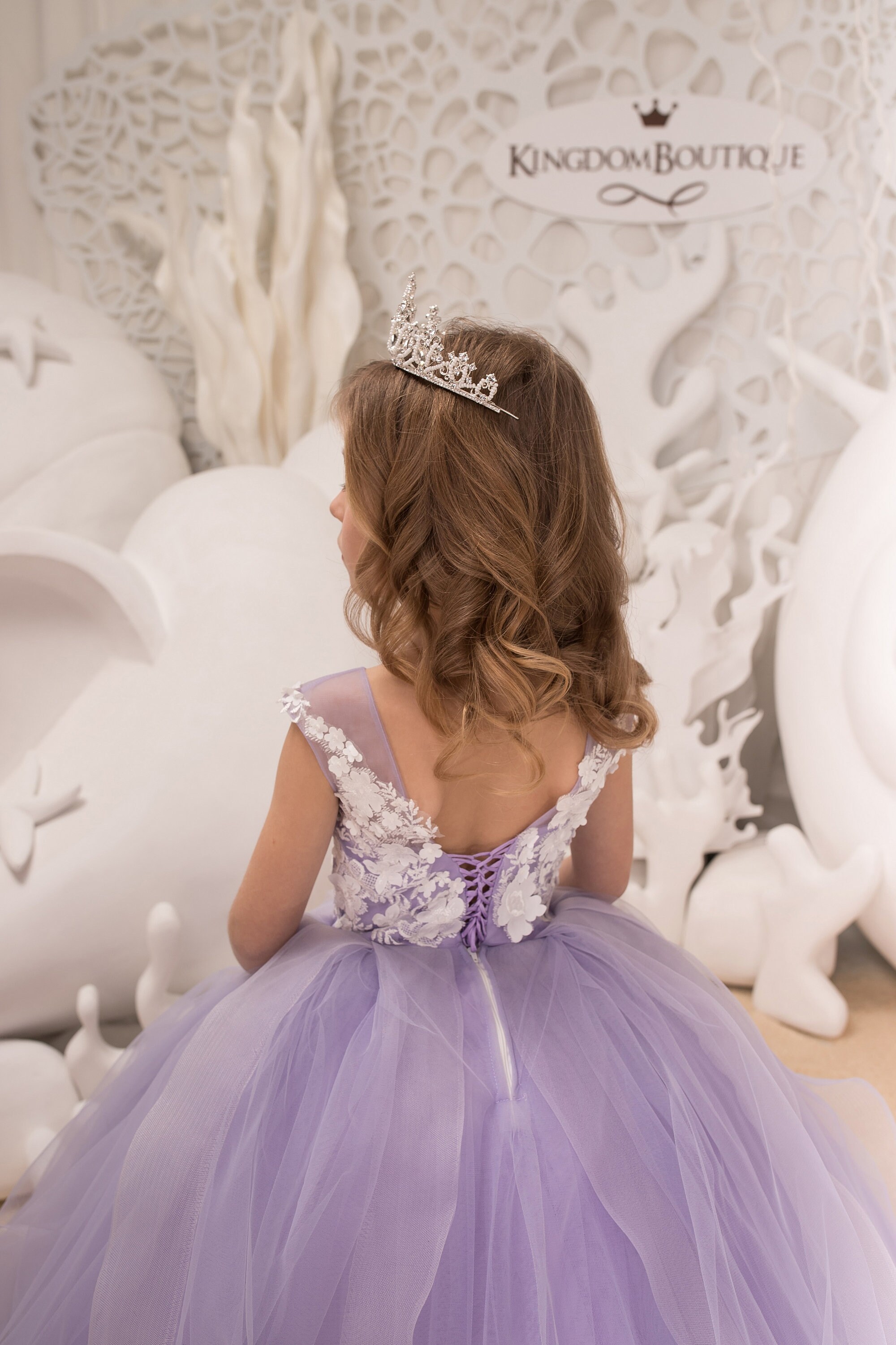Lilac Flower Girl Dress Birthday Wedding Party Holiday Bridesmaid Lilac ...
