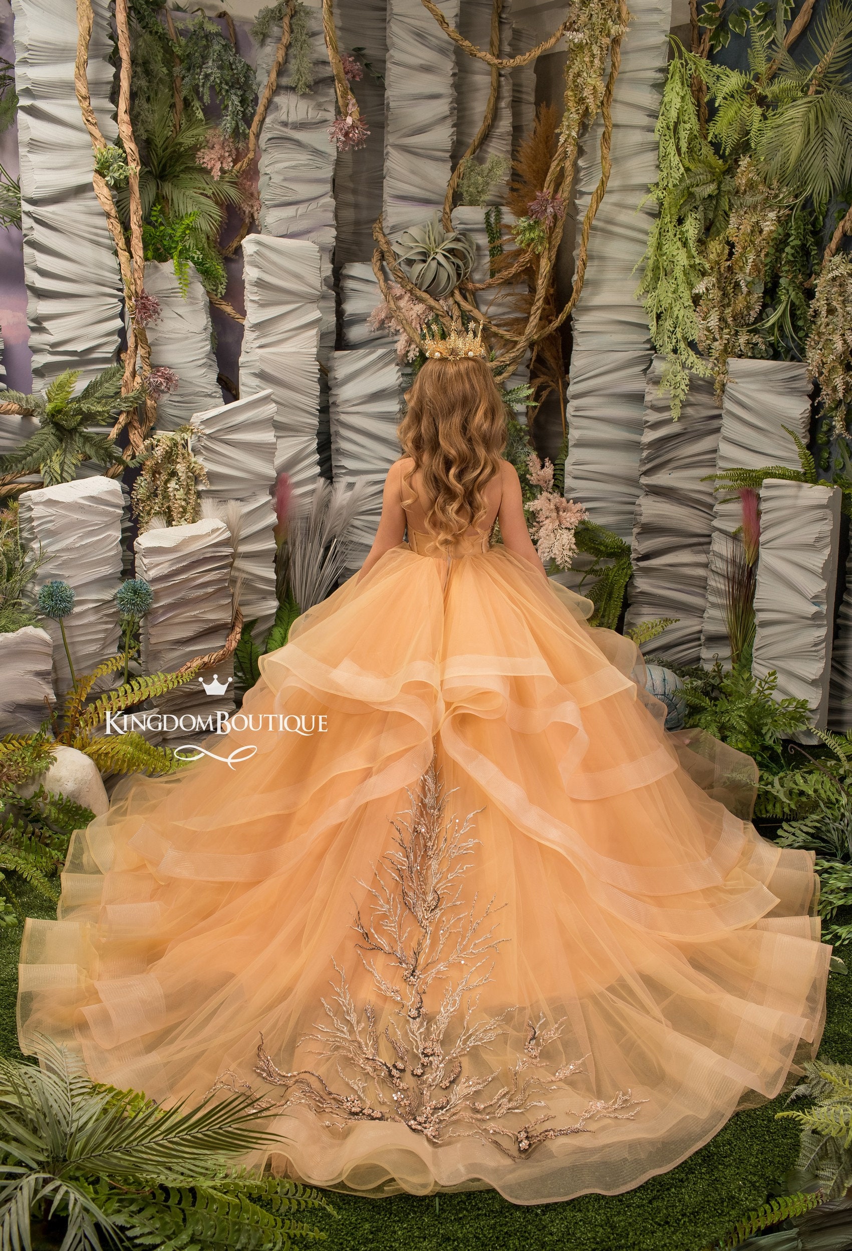 Gold Lace Tulle Formal Flower Girl Dress For Special Occasion Etsy
