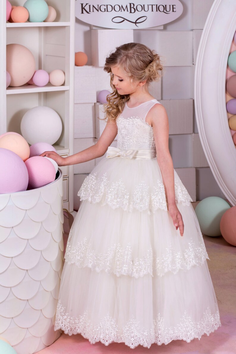 Ivory Lace Tulle Formal Flower Girl Dress For Special Occasion Etsy