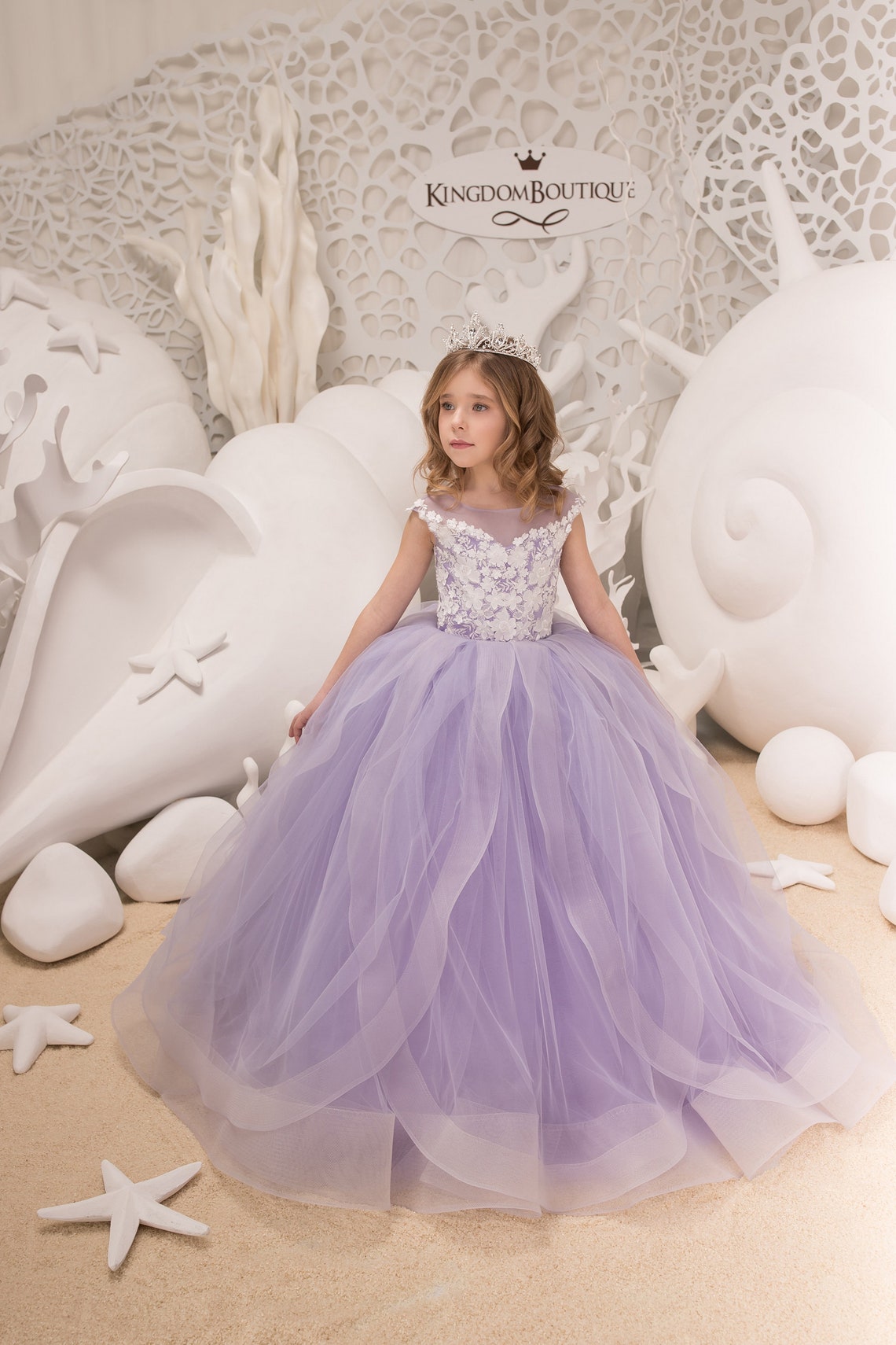Lilac Flower Girl Dress Birthday Wedding Party Holiday Bridesmaid Lilac ...