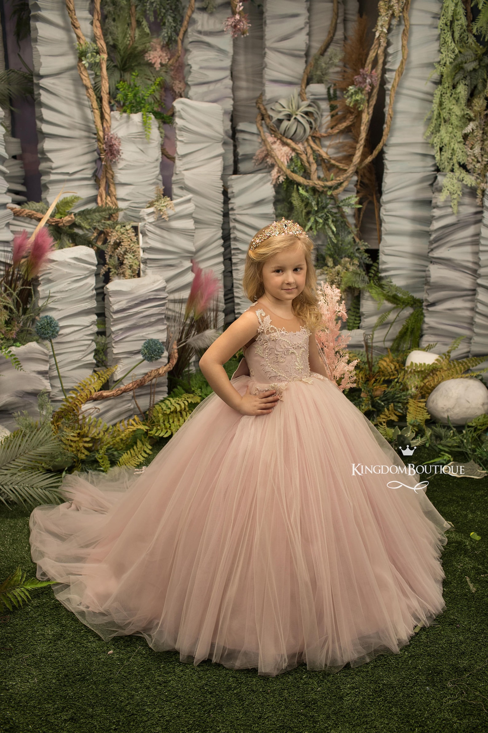 Blush Pink Lace Tulle Formal Flower Girl Dress for Special - Etsy