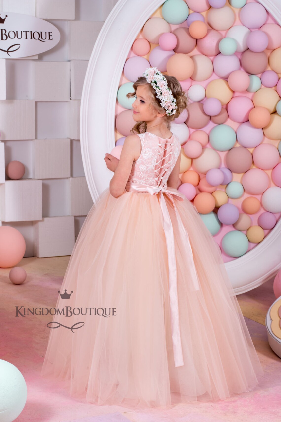 Blush Ivory Lace Tulle Formal Flower Girl Dress for Special - Etsy