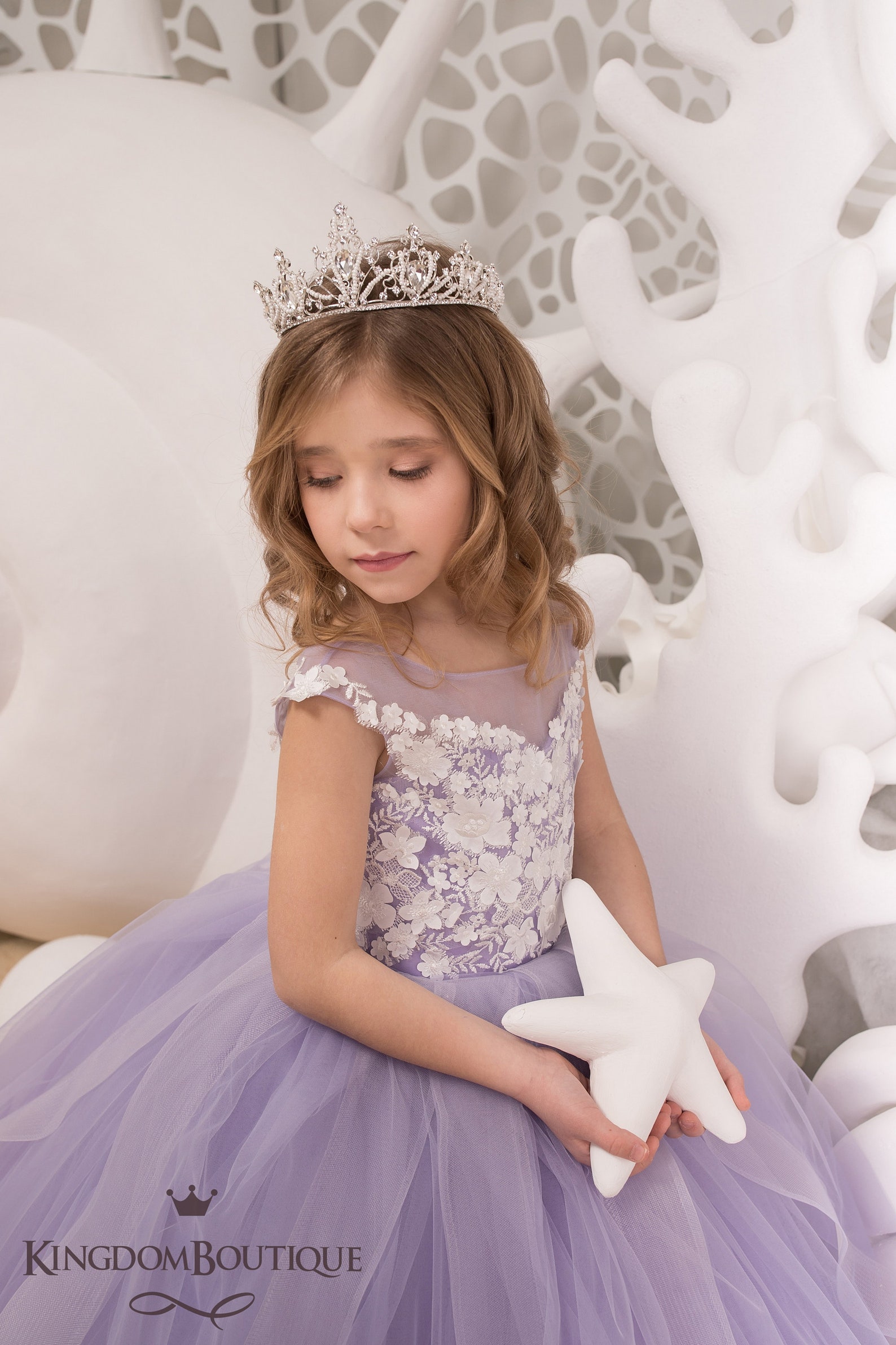 Lilac Flower Girl Dress Birthday Wedding Party Holiday Bridesmaid Lilac ...