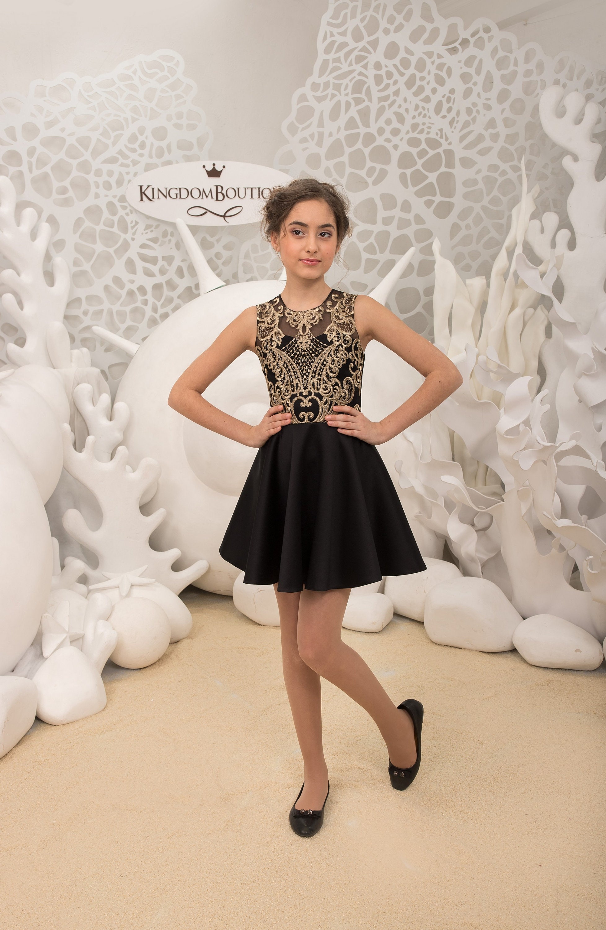 Black and Gold Flower Girl Dress Birthday Wedding Party | Etsy