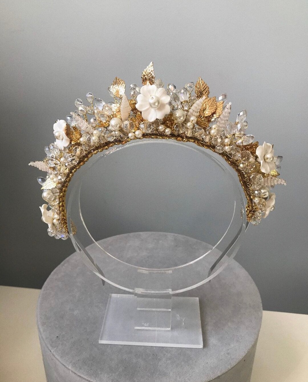 Tiara Gold and Ivory Flowers - Etsy