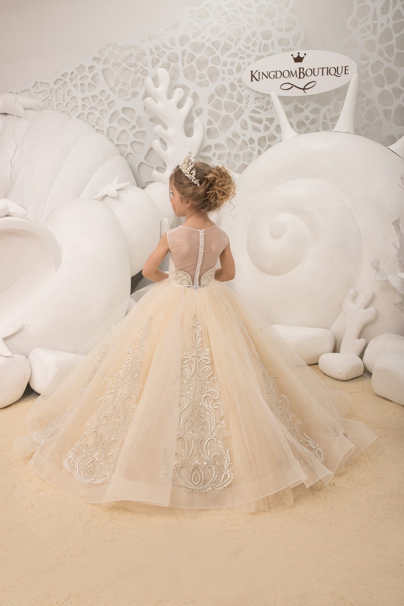 Champagne Lace Tulle Formal Flower Girl Dress For Special Etsy