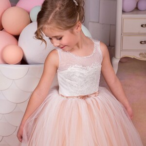 Ivory and Beige Flower Girl Dress - Birthday Wedding Party Holiday ...
