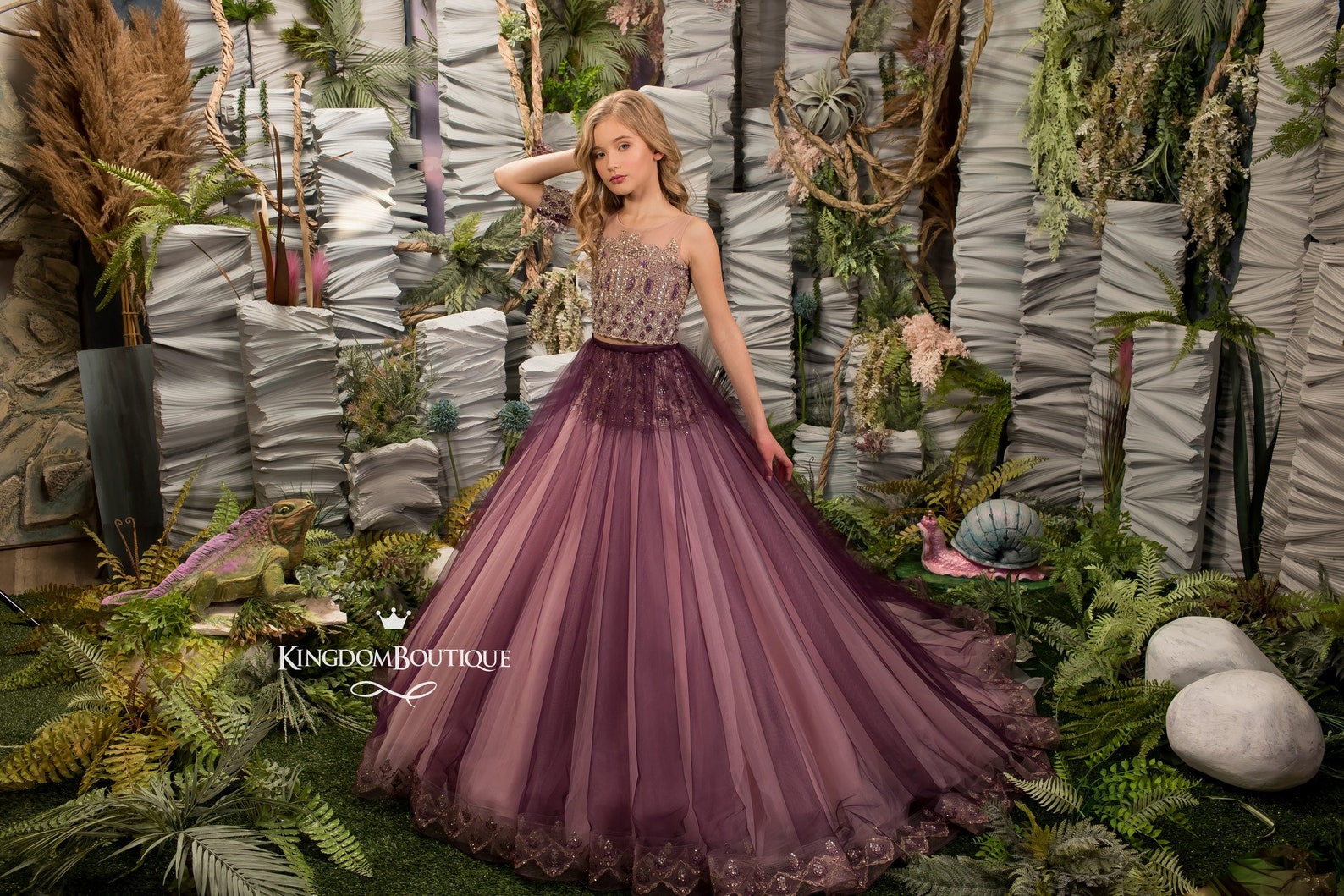 Purple Gold Lace Tulle Formal Flower Girl Dress For Special Etsy