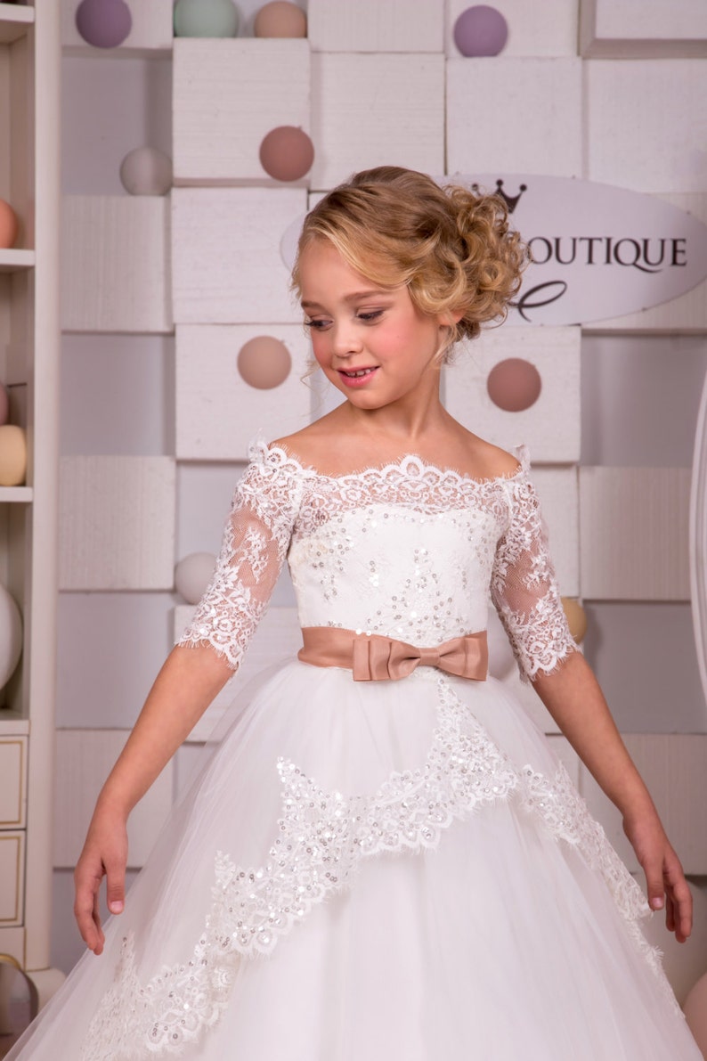 Ivory Lace Flower Girl Dress Birthday Wedding Party Holiday Etsy