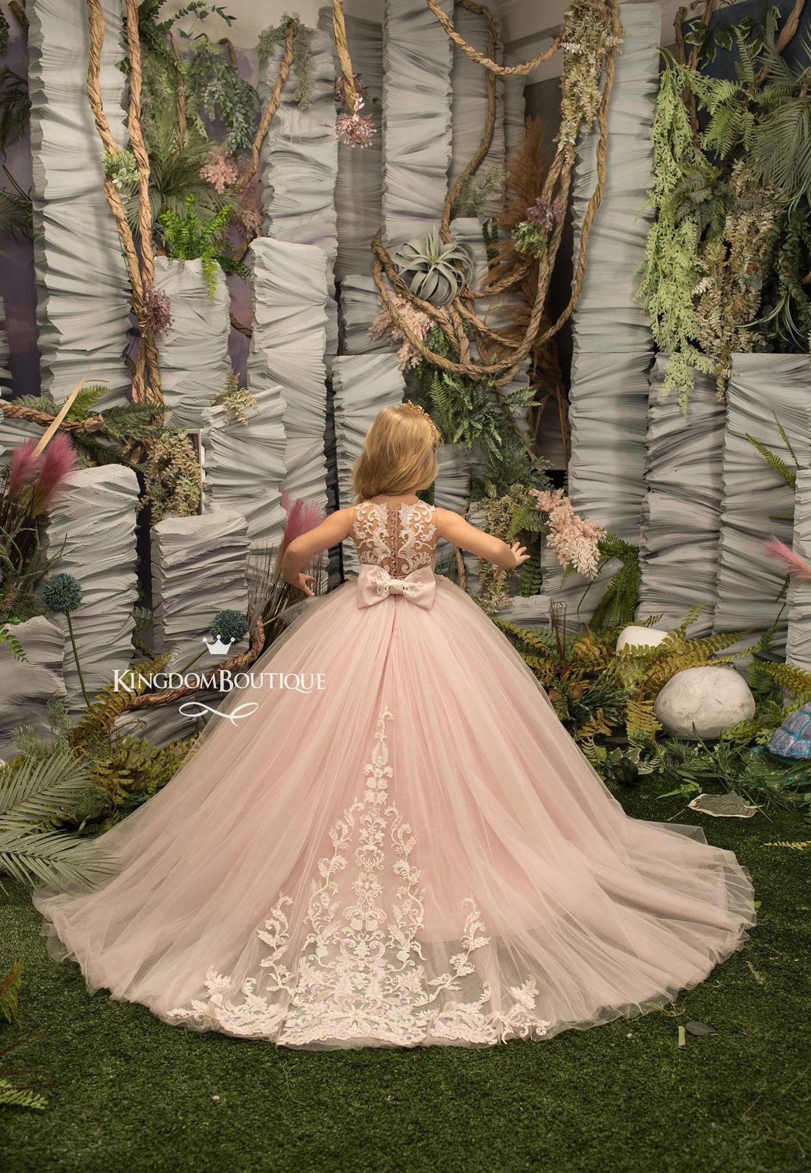 Blush Pink Lace Tulle Formal Flower Girl Dress for Special - Etsy