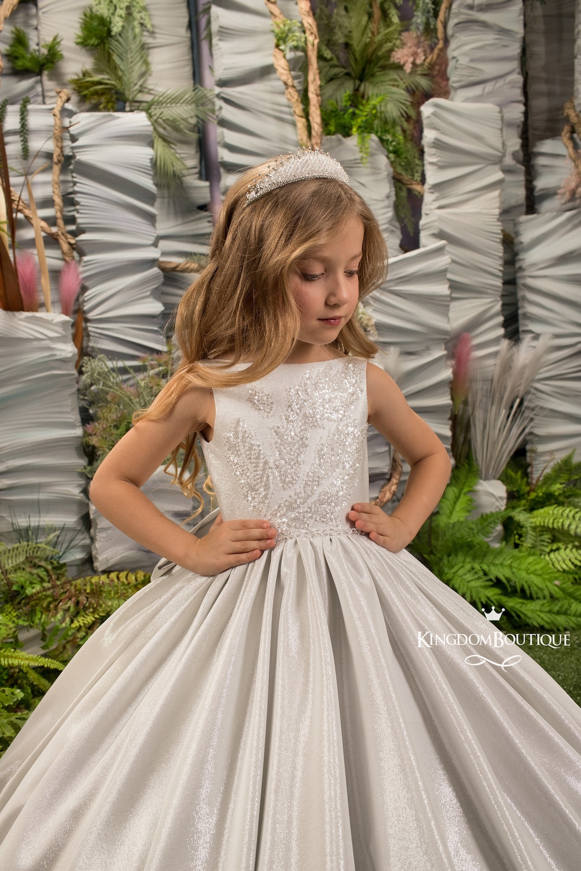 White Satin Formal Flower Girl Dress for Special Occasion Bridesmaid ...