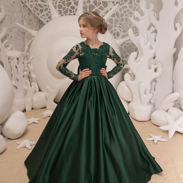 Green Flower Girl Dress - Etsy