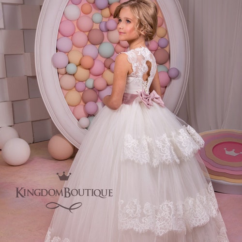 Ivory Lace Flower Girl Dress Birthday Wedding Party Holiday Etsy