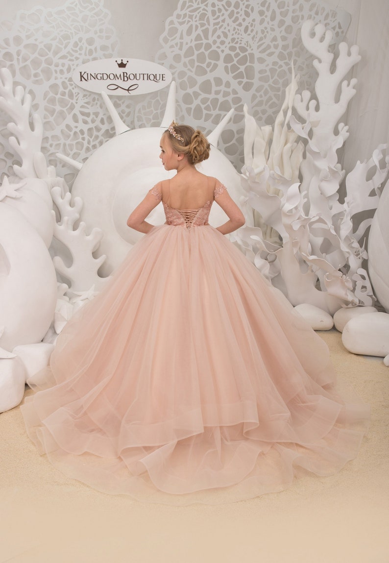 Blush Lace Tulle Formal Flower Girl Dress For Special Occasion Etsy