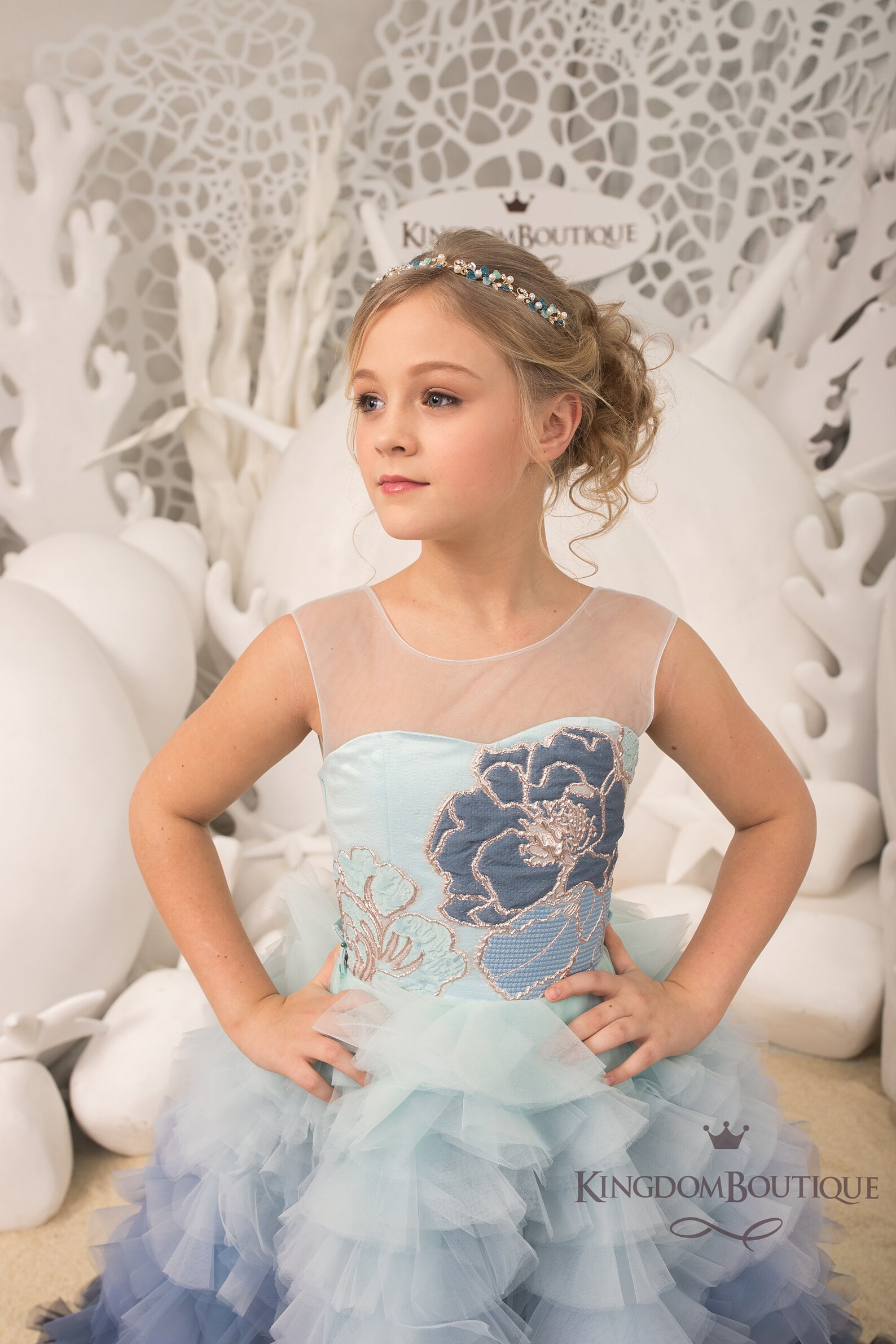 Mint And Navy Blue Flower Girl Dress Birthday Wedding Party Etsy